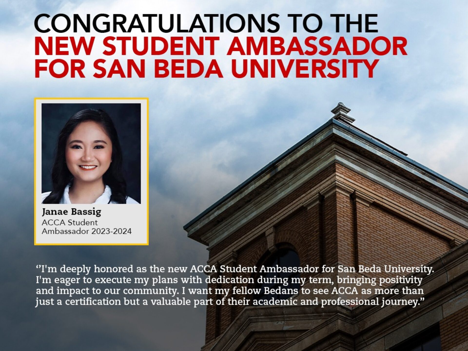 Fourth-year accountancy student hailed new ACCA Ambassador for San Beda ...